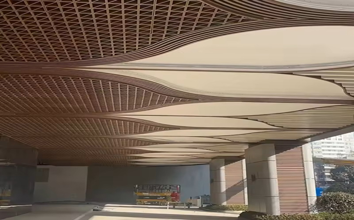 U Aluminum Wooden Square Tube Ceiling Suspended Aluminum Open Cell ...